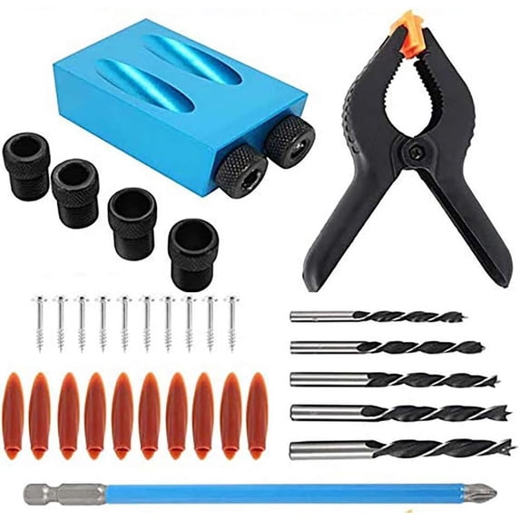 34 Pack Pocket Hole Screw Jig Dowel Drill Joinery Kit Carpenters Wood ...