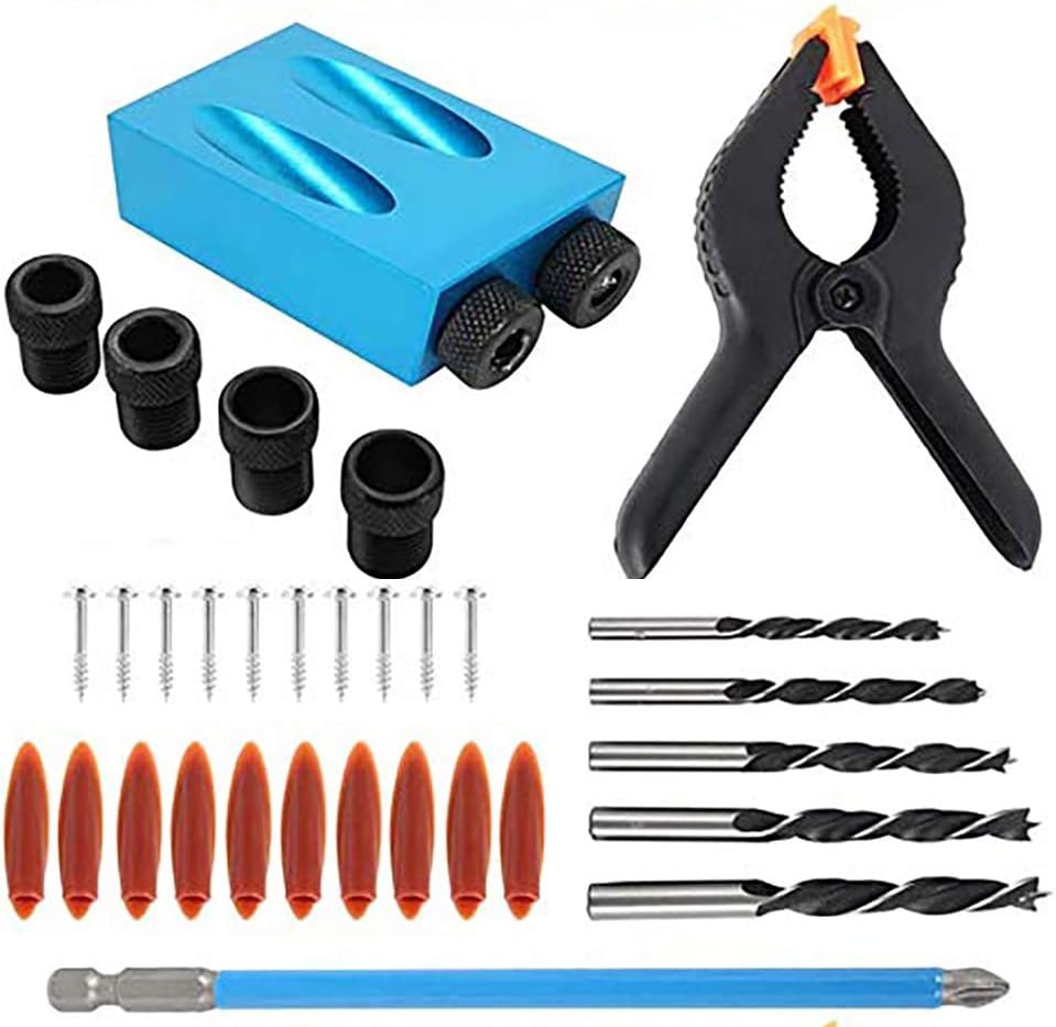 34 Pack Pocket Hole Screw Jig Dowel Drill Joinery Kit Carpenters Wood ...