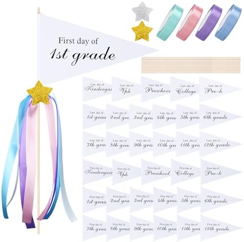 34 Packs First Day of School Flag DIY Back to School Pennants Last Day ...