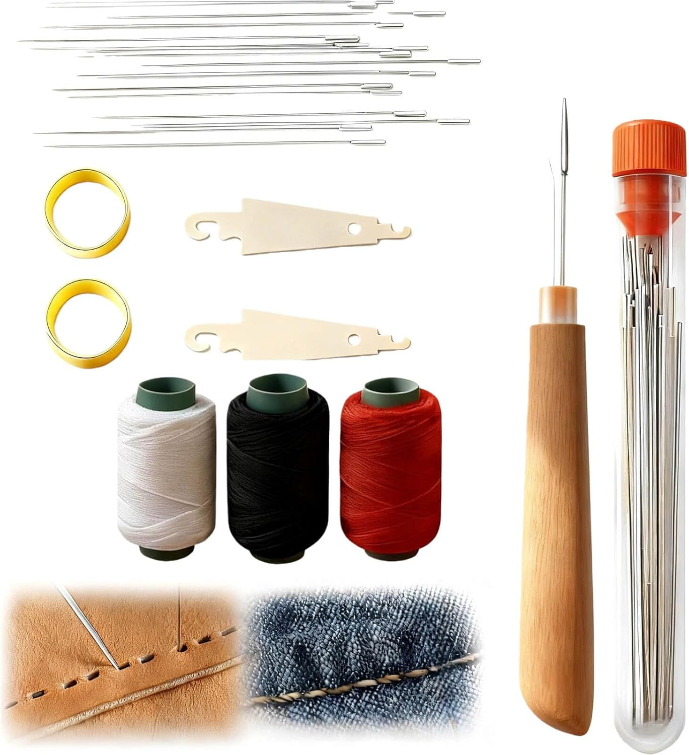 34 Pcs 2026 New Big Eye Steel Sewing Needles Kit - 37PCS Stainless ...