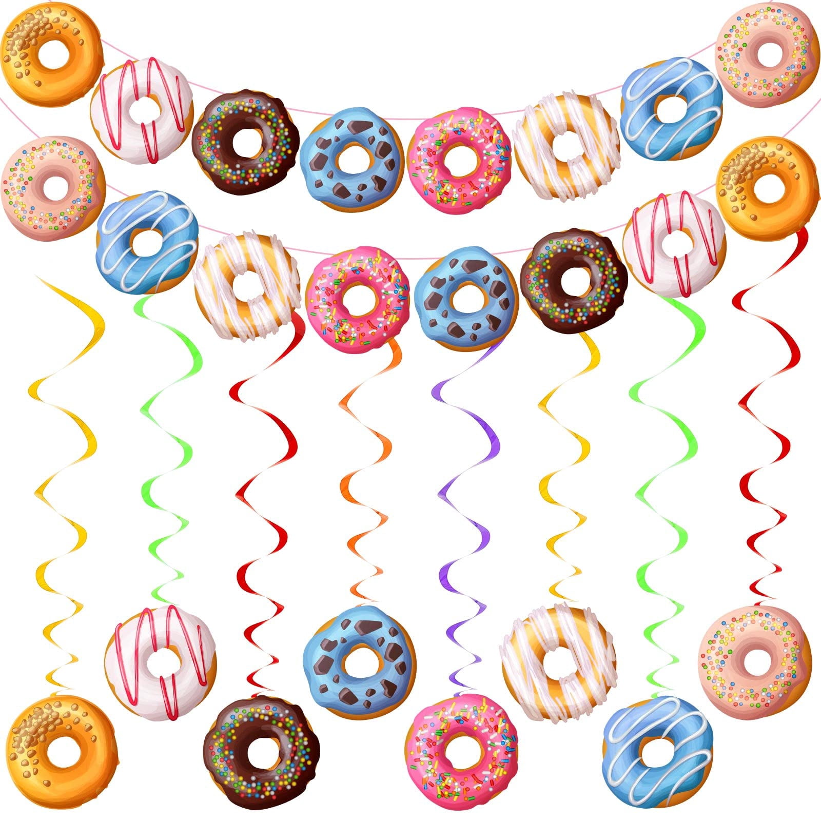 34 Pcs Donut Party Decorations Include 2 Pcs Donut Garland Banner and ...