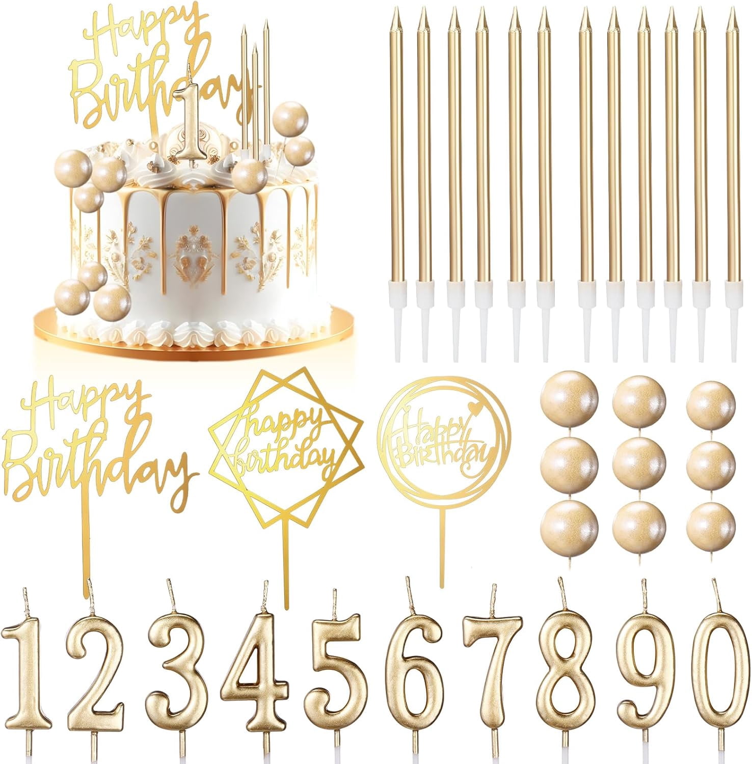 34 Pcs Happy Birthday Cake Toppers Decorations Birthday Candles DIY ...
