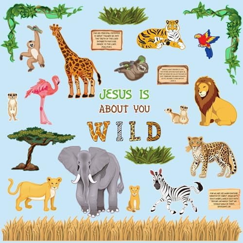 34 Pcs Jungle Animals Bulletin Board Decorations Set Back to School ...