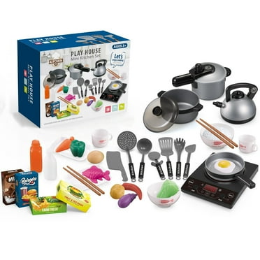 Adofi 55 PCS Kids Kitchen Playset, 3 in 1 Play Kitchen Accessories Toy ...