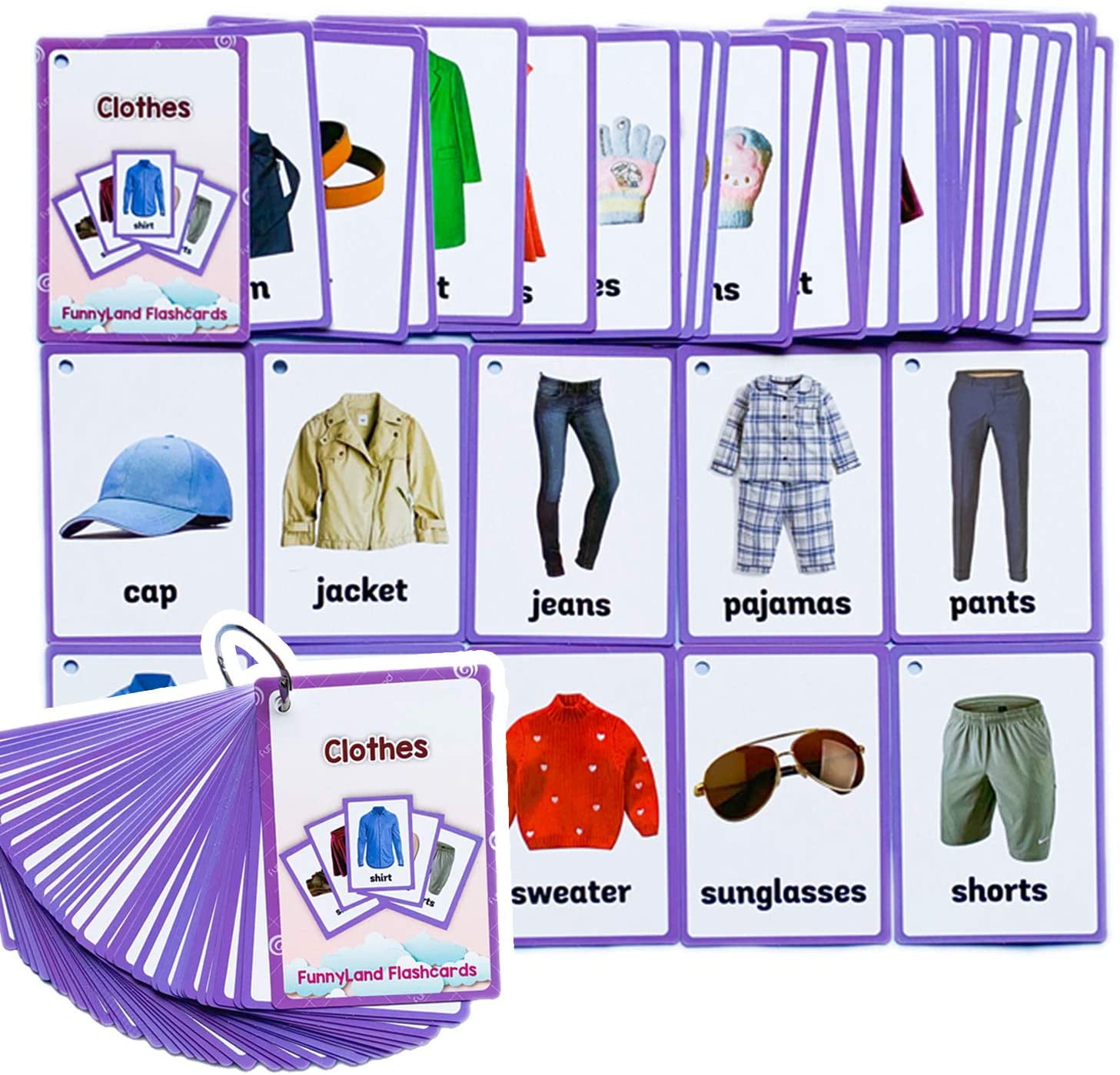 34 Pcs/Set Clothes Flash Cards | Learning Toys Flashcards for Children ...
