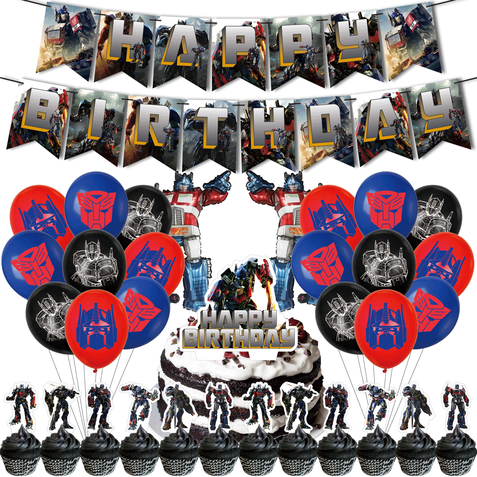 34 Pcs For Transformers Theme For Optimus Party Supplies Set – Prime ...