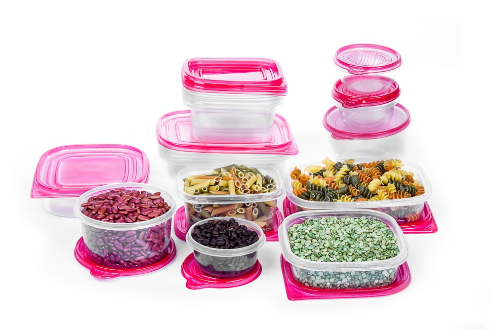 34 Piece Set of Plastic Storage Containers- Red - Walmart.com