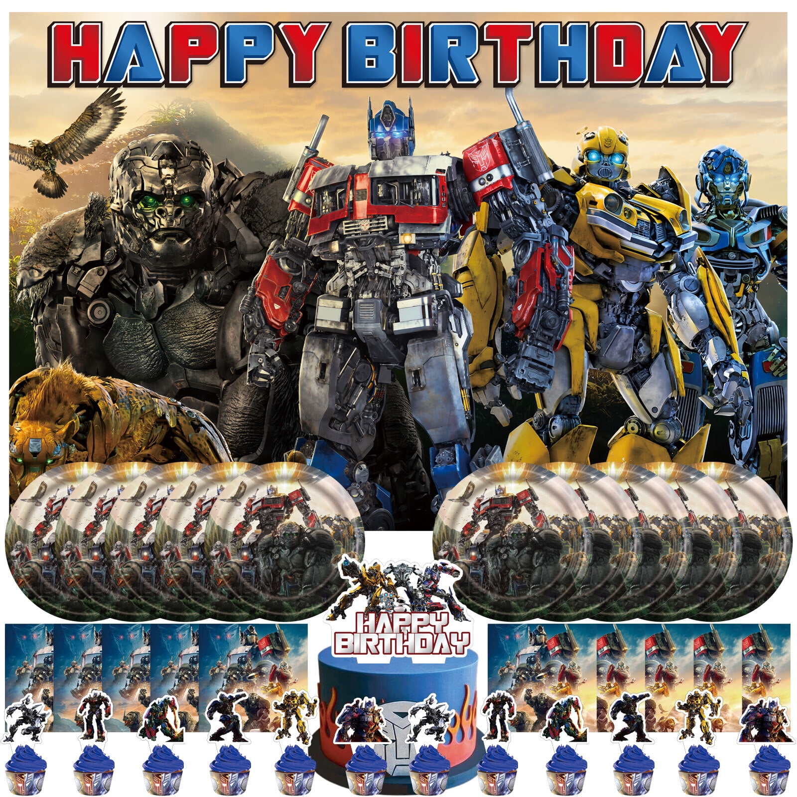 34 Piece For Transformers Movie Themed Celebration Birthday Decor Set ...