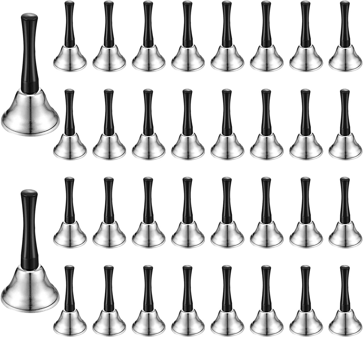 34 Pieces Hand Bell Small Hand Held Bells, Silver Steel Dinner Call ...