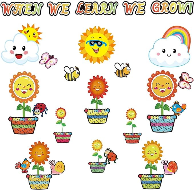 34 Pieces Spring Sunflower Classroom Bulletin Board Set Springtime ...
