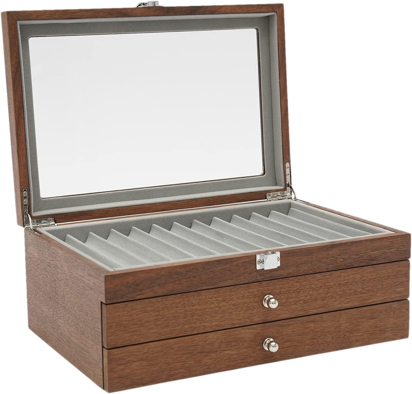 34 Pieces Wood Pen Display Case, 3 Level Fountain Pen Display Storage ...