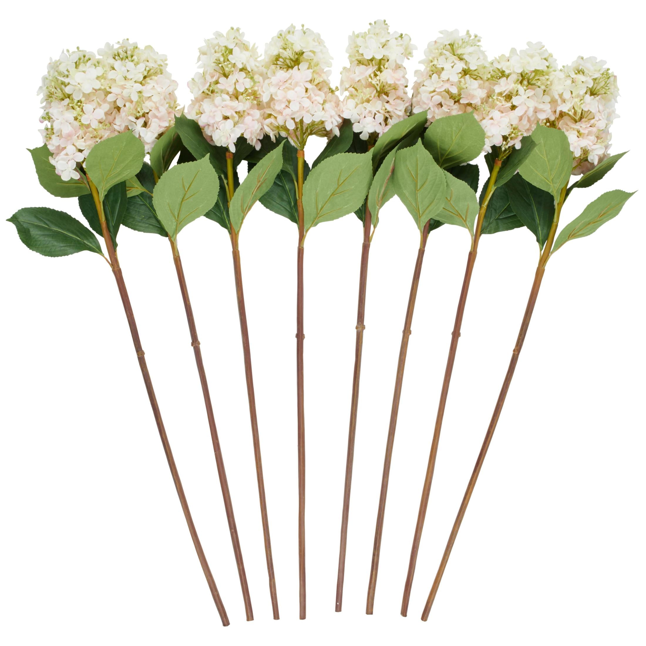 34" Plastic Floral Tall Hydrangea Artificial Flower Stem, by DecMode (8 ...