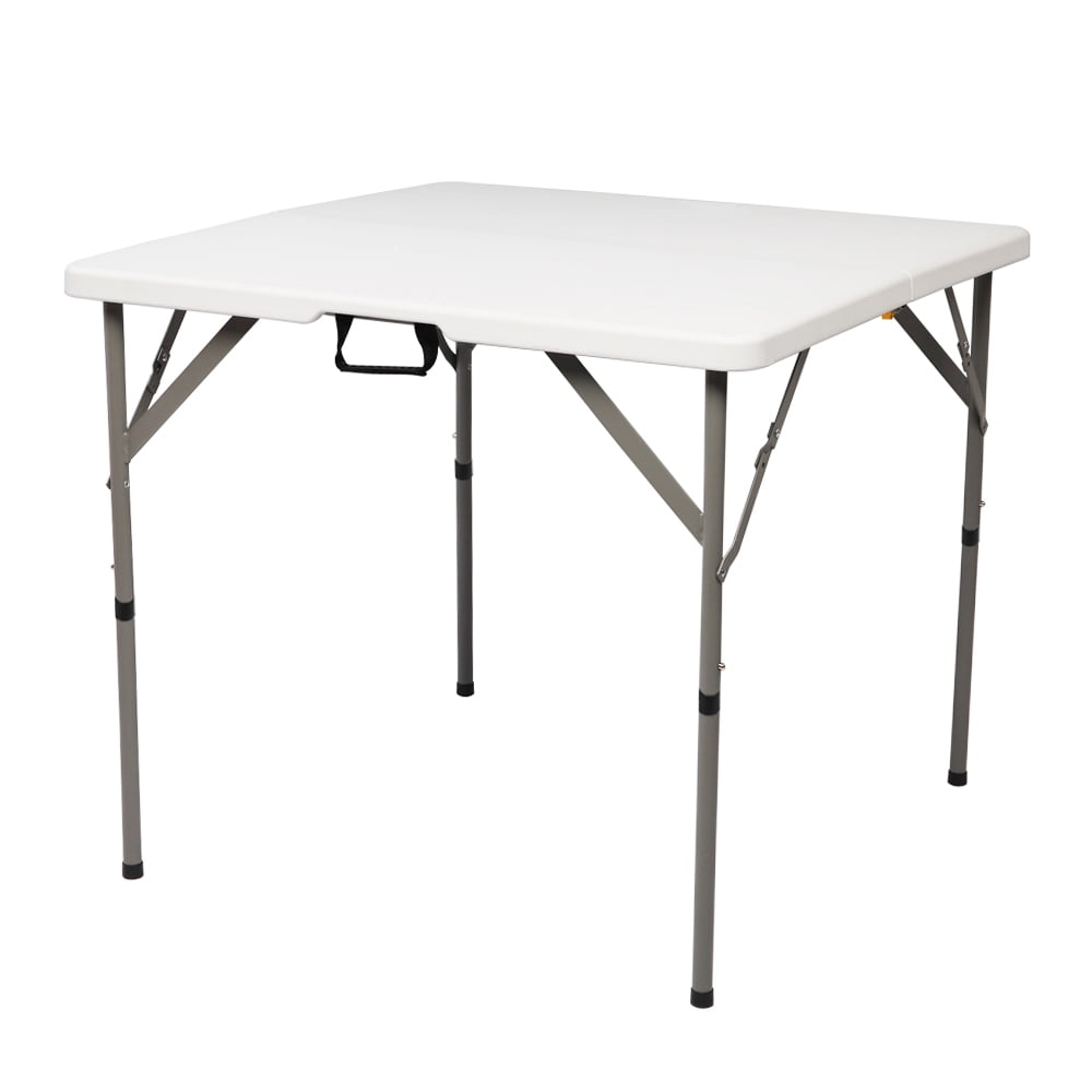 34" Plastic Folding Square Table, Portable Foldable Table with ...