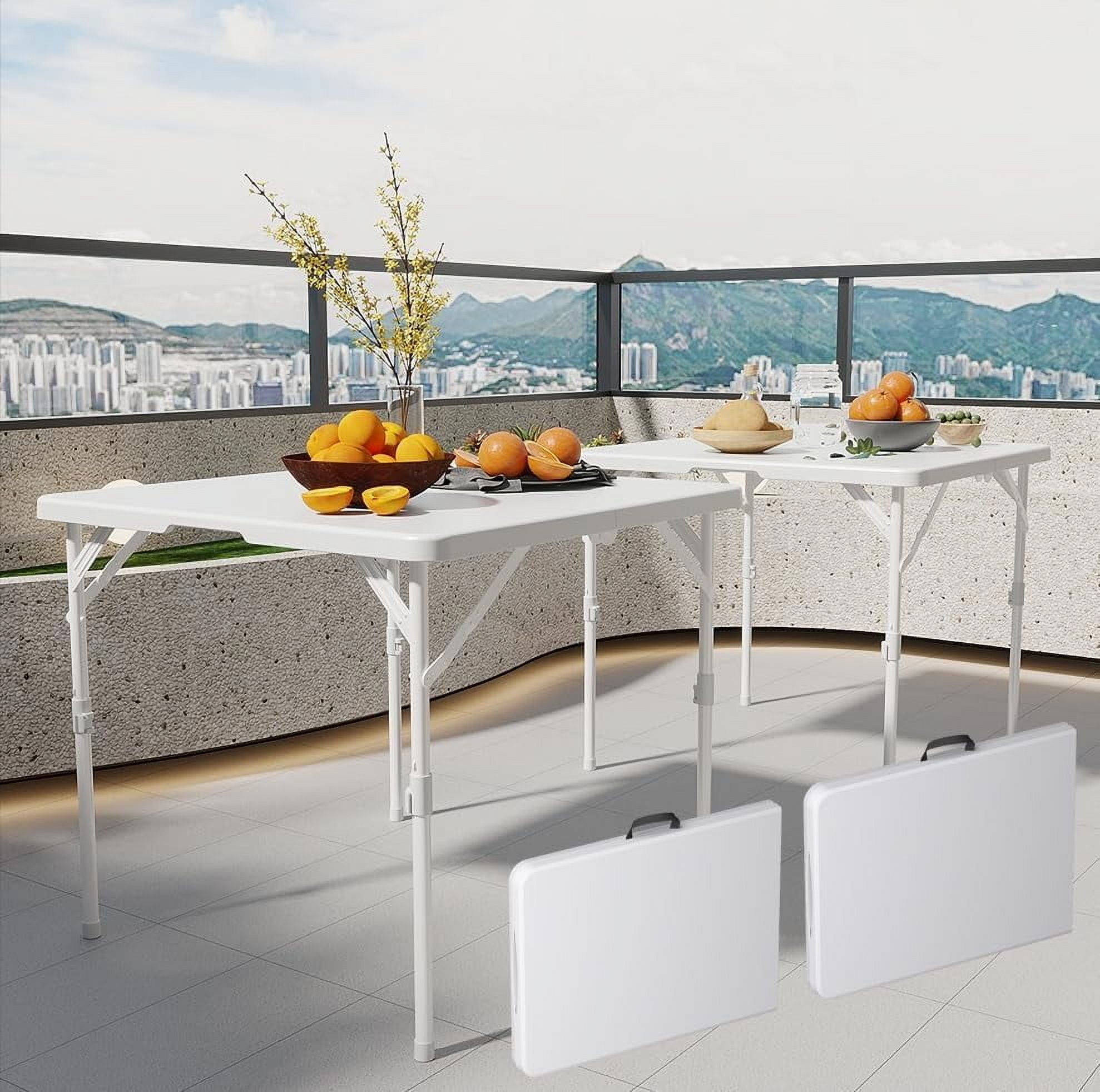 34" Portable Folding Square Table with Carrying Handle, White (2 Pack ...