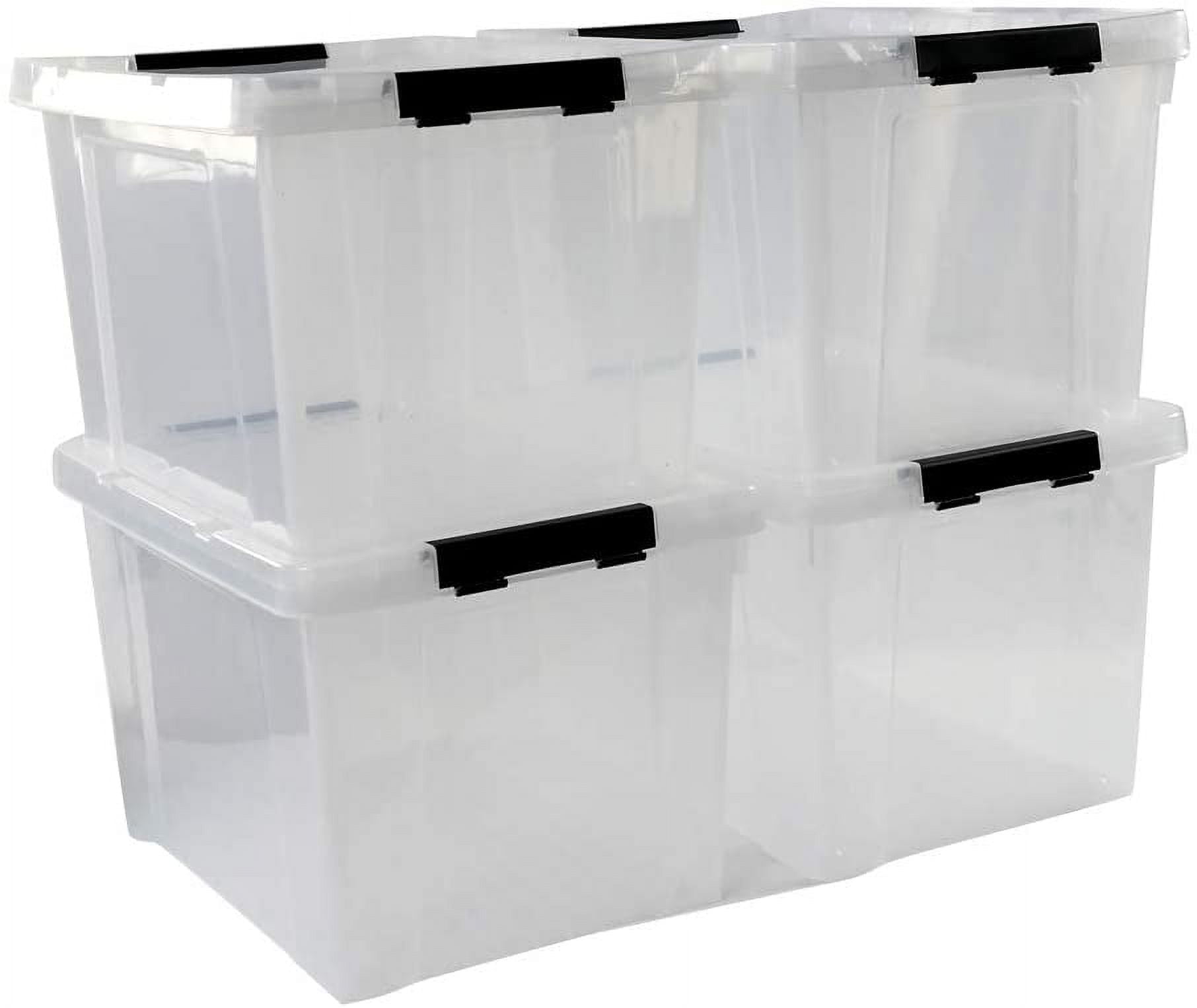 34 Quart Clear Lidded Storage Container Tote, Plastic Storage Box Bin ...