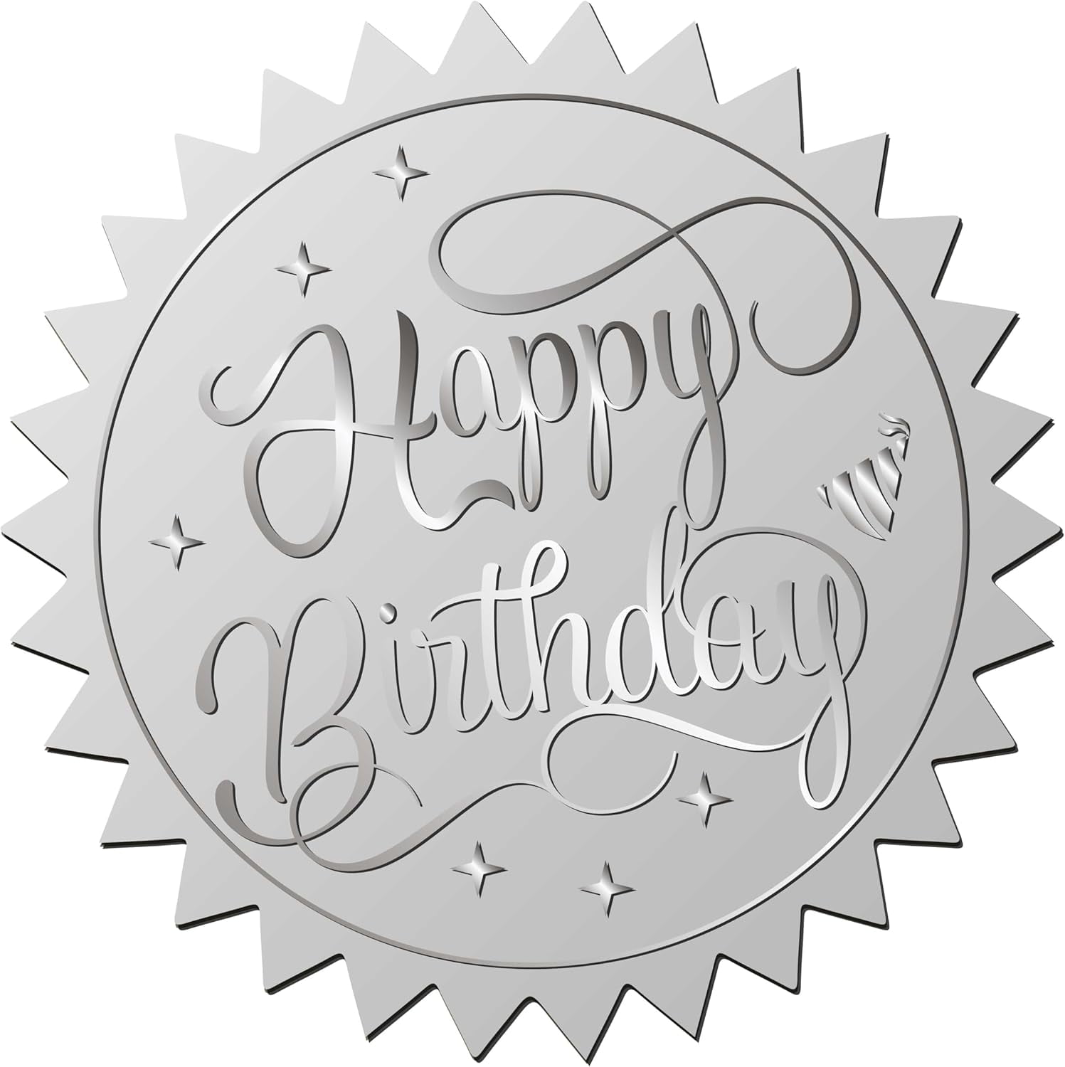 34 Sheets Happy Birthday Custom Silver Foil Embossed PET Picture ...