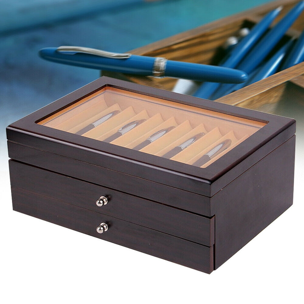 34 Slots Wood Fountain Pen Display Case Holder Storage Collector Box ...