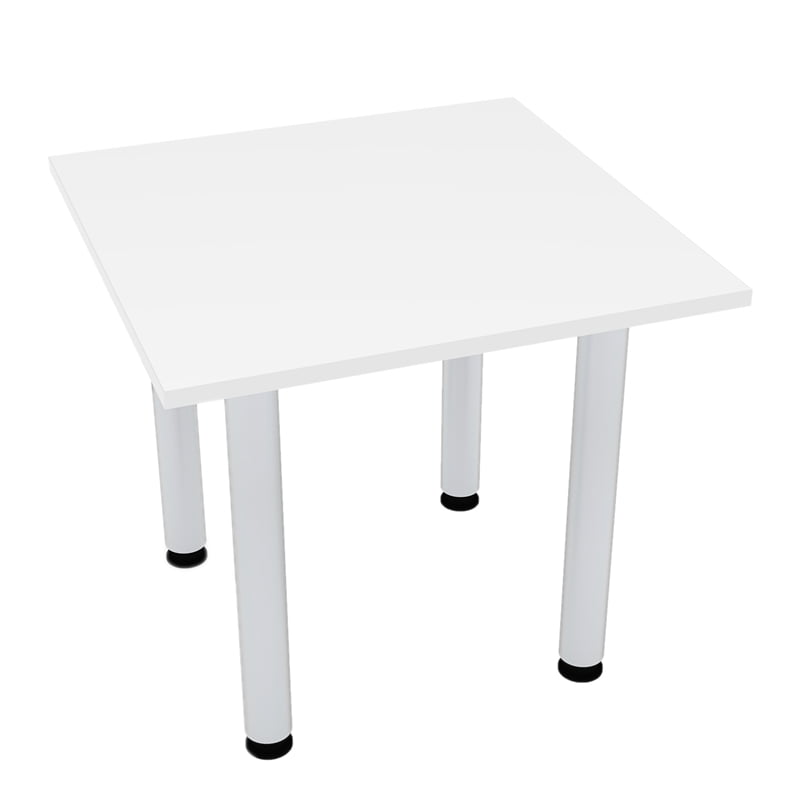 34 Small Square Conference Table Post Legs Engineered Wood White ...
