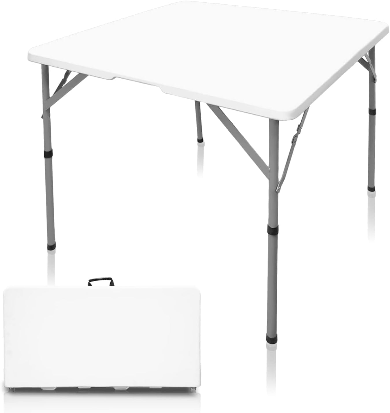 34" Square Fold-in-Half Table, Plastic Square Card Table with Resin Top ...