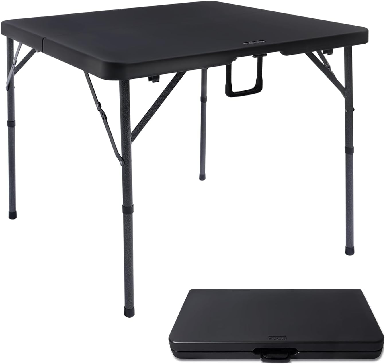 34" Square Folding Card Table, Fold-in-Half Utility Dining Portable ...
