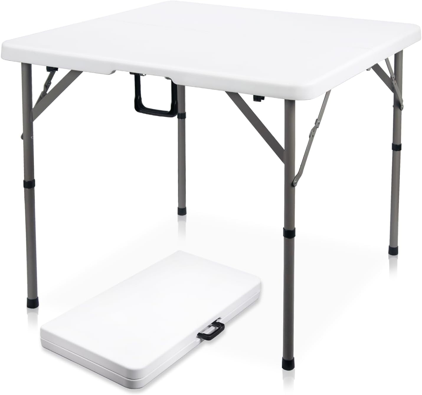 34" Square Folding Card Table, Fold-in-Half Utility Dining Portable ...