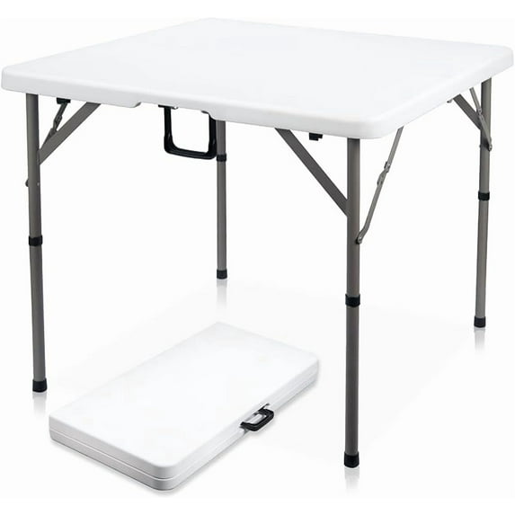 34" Square Folding Card Table, Fold-in-Half Utility Dining Portable ...