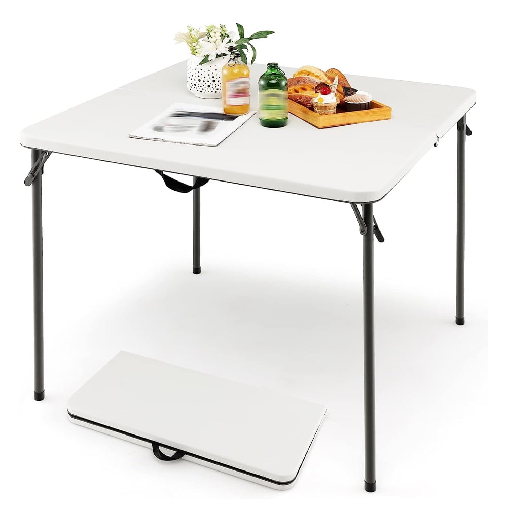 34 Inch Heavy Duty Folding Table, Portable Square Card Table with ...