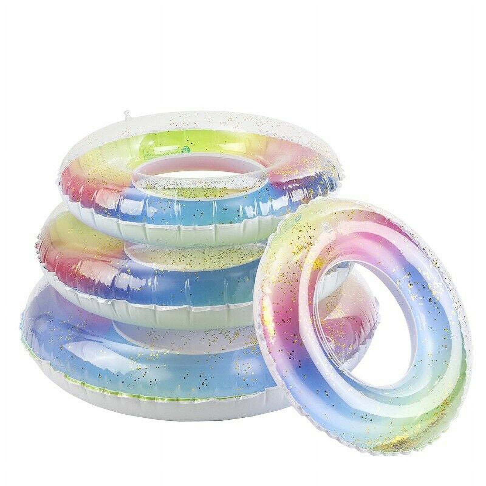 34" Swimming Float Inflatable Circle Glitter Raft Tube Floating Beach ...