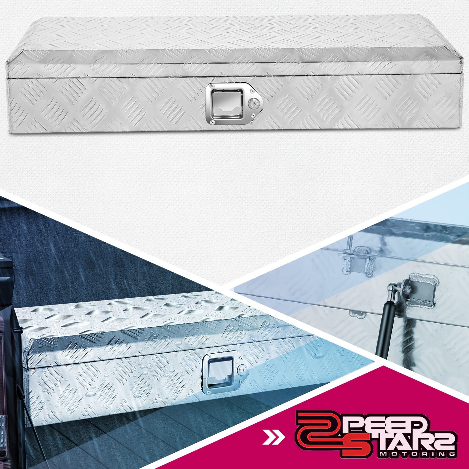 34"W Trailer Pickup Aluminum Diamond Plate Storage Tongue Tool Box w ...