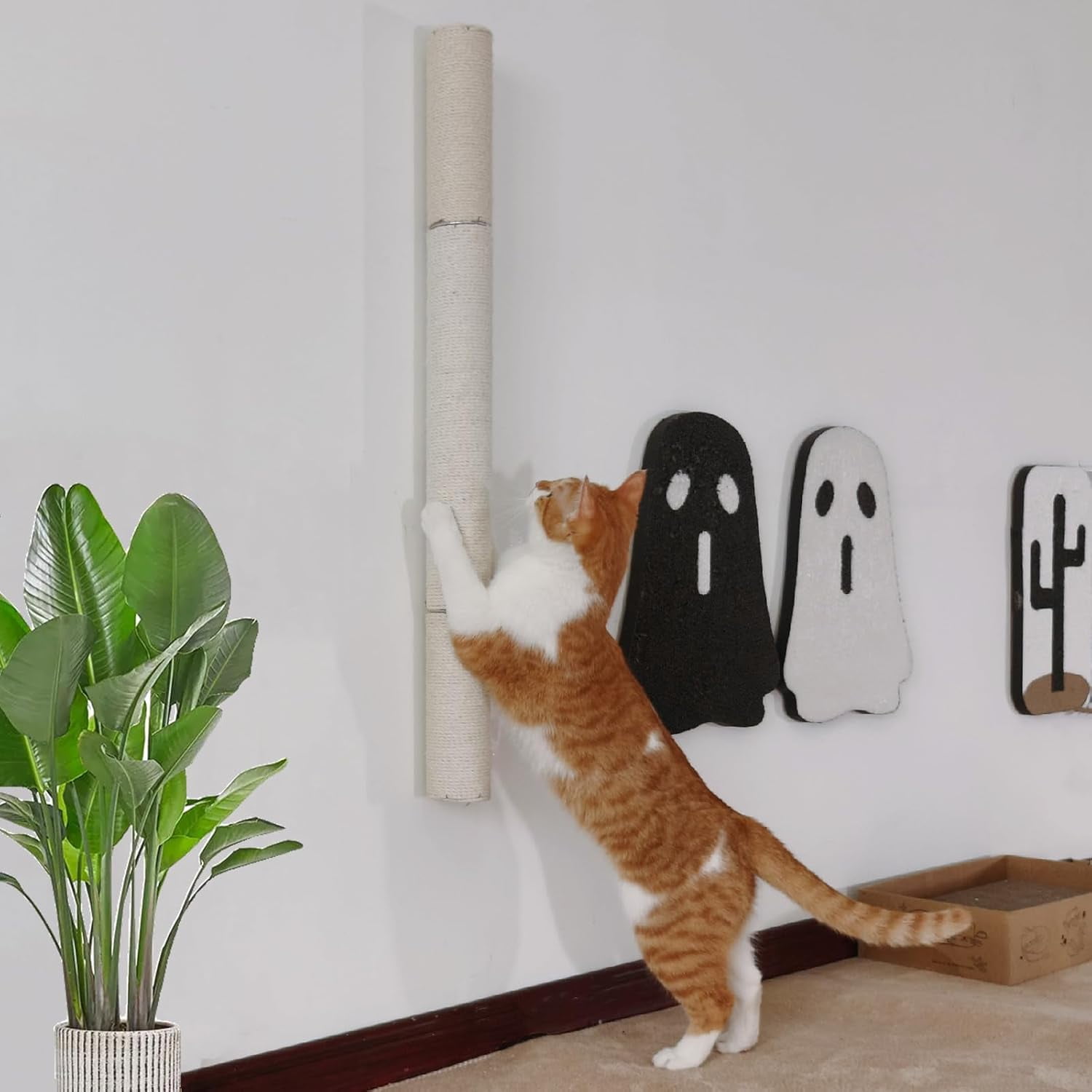 34" Wall Mounted Cat Scratcher for Indoor Large Cats, Extra Tall Wall ...