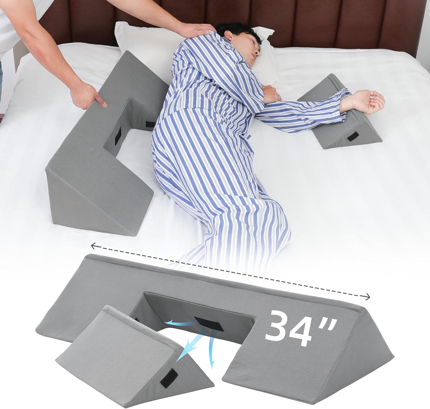 34" Wedge Pillow for Side Sleeping,Training for Side Sleeping with ...