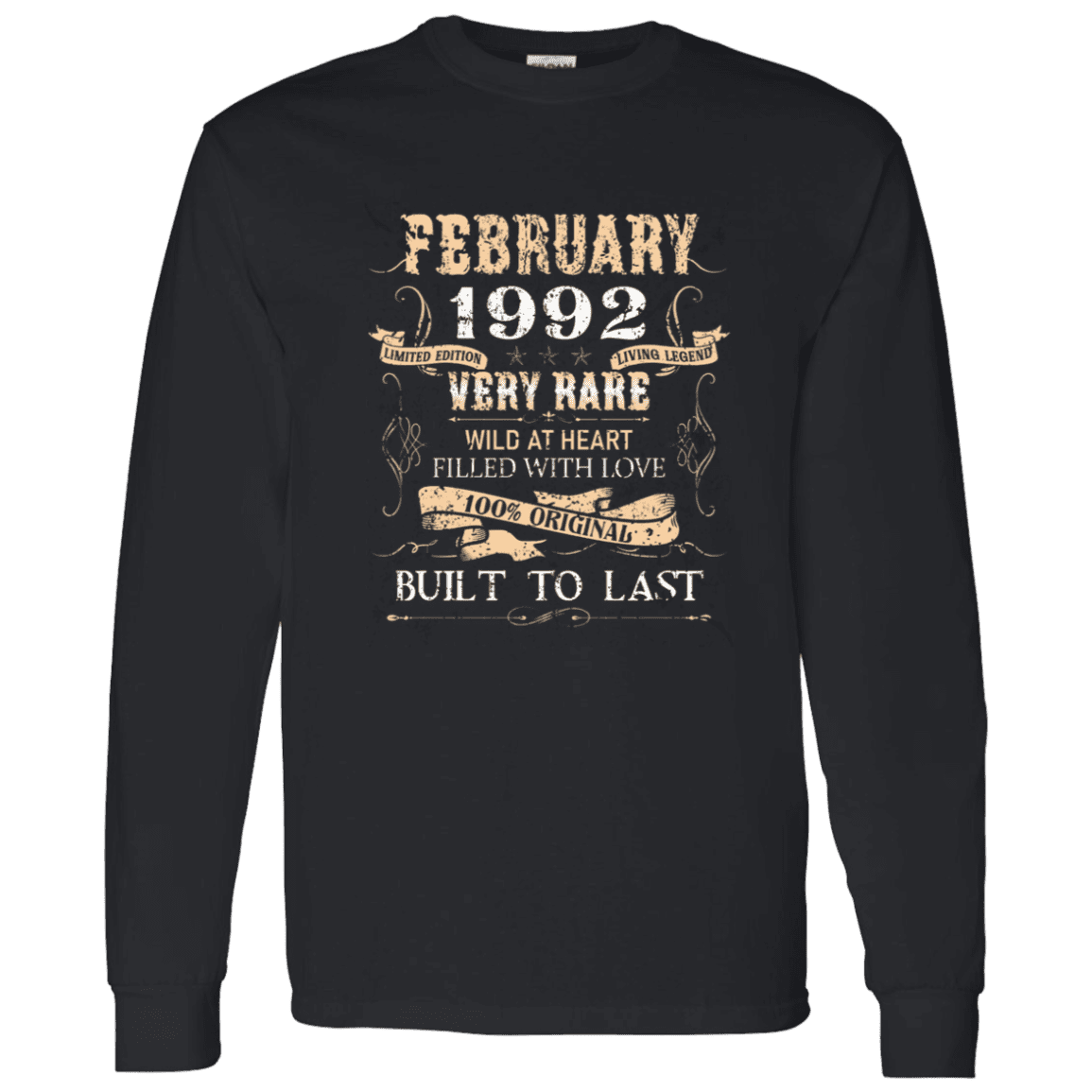 34 Years Old 34Th Birthday Vintage February 1992 Long Sleeve Shirt ...