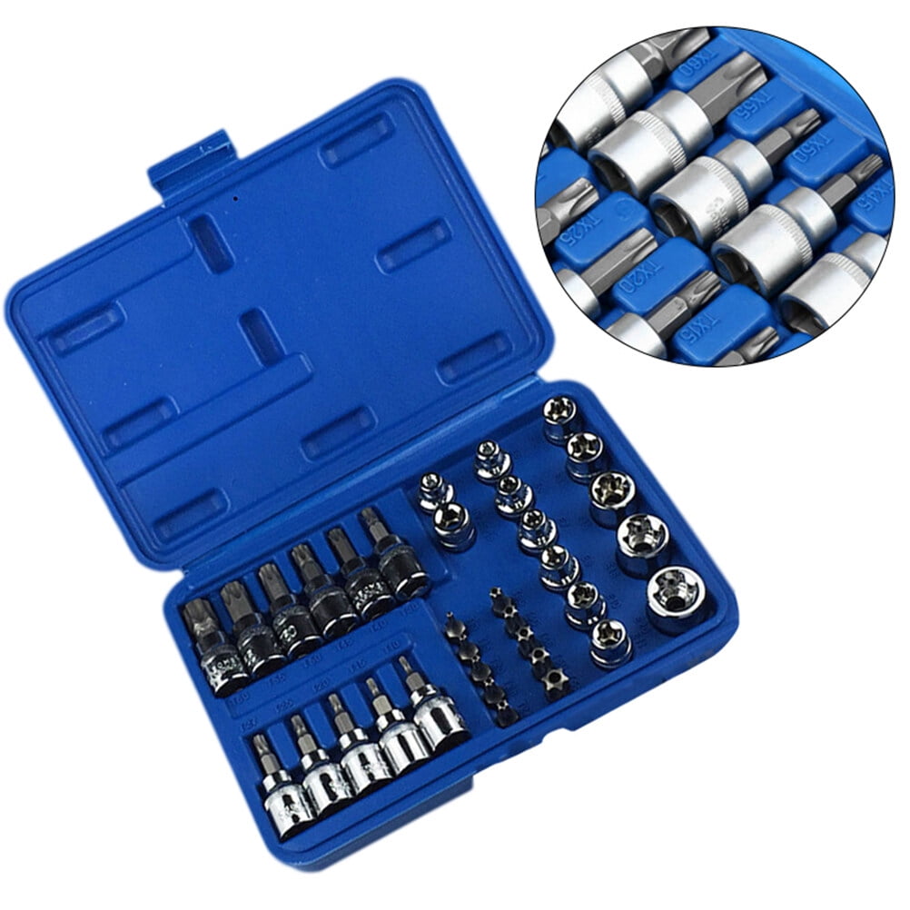 34 in 1 Bit Socket Set Dr Socket Driver Bit Tool Set Kit (Silver ...