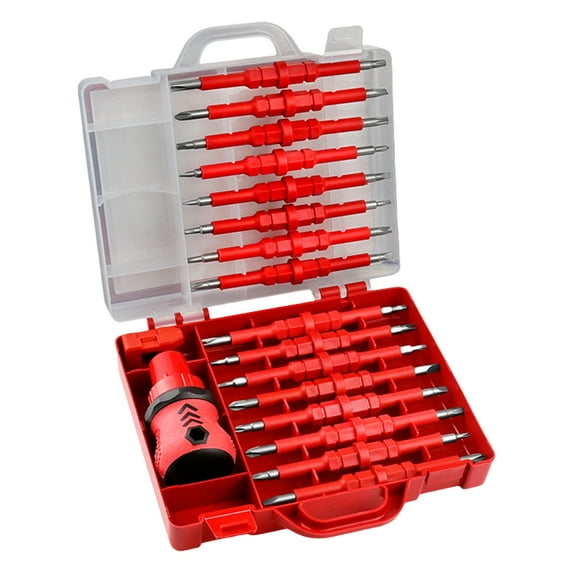 34 in 1 Ratcheting Screwdriver Set Double Head Bits 3 Way Rotation ...