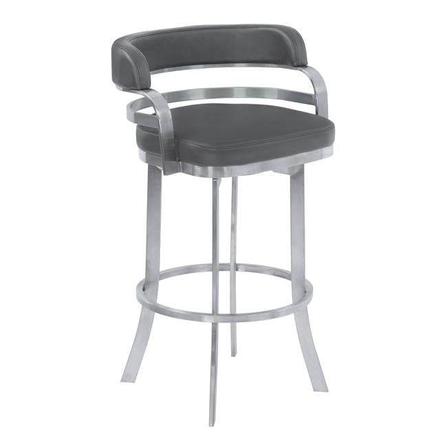34 in. Faux Leather Swivel Low Back Counter Height Bar Chair with ...