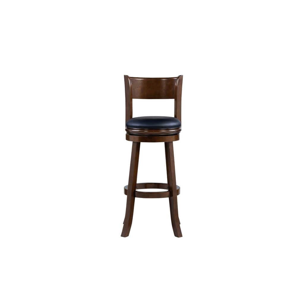 34 in. Palmetto Extra Tall High Back Wood Swivel Bar Stool - Cappuccino ...
