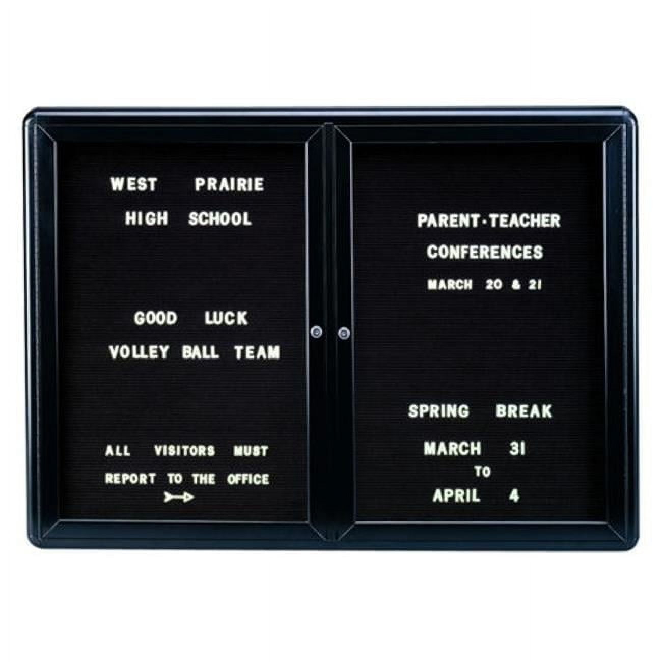 34 in. x 47 in. 2-Door Ovation Changeable Black Letterboard - Black ...