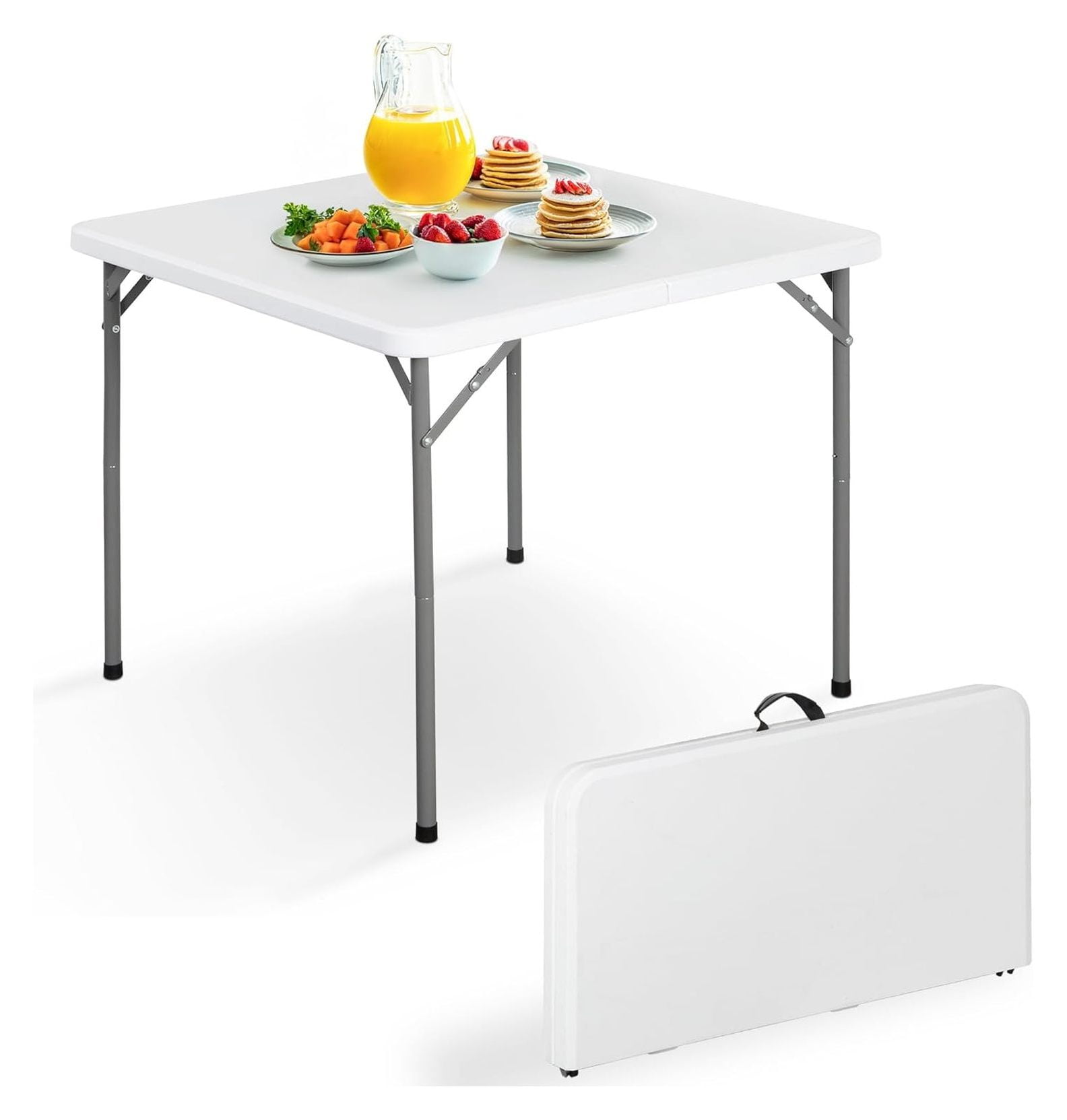 34 inch Fold in Half Square Table, Bi-Folding Picnic Table, Portable ...