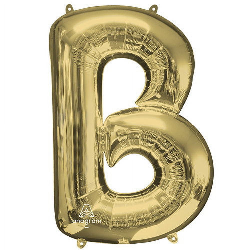 34 inch Letter B - Anagram - White Gold Foil Mylar Balloon - Party ...
