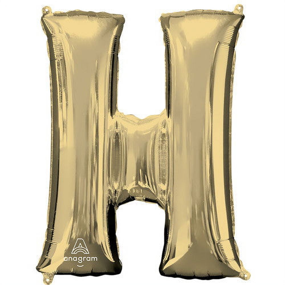 34 inch Letter H - Anagram - White Gold Foil Mylar Balloon - Party ...
