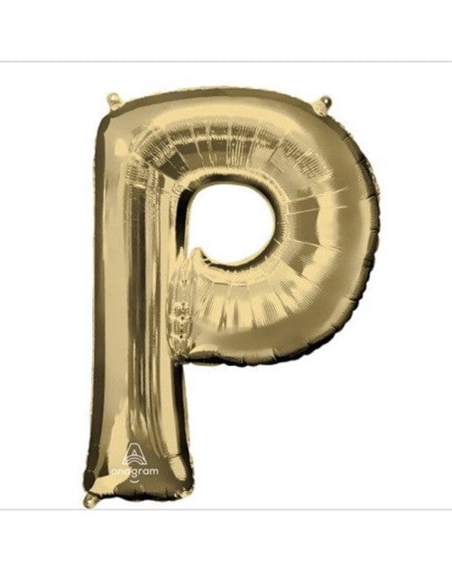 34 inch Letter P - Anagram - White Gold Foil Mylar Balloon - Party ...