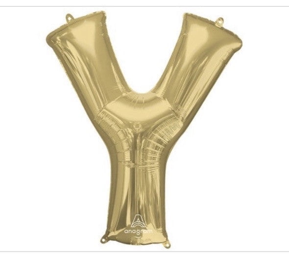 34 inch Letter Y - Anagram - White Gold Foil Mylar Balloon - Party ...