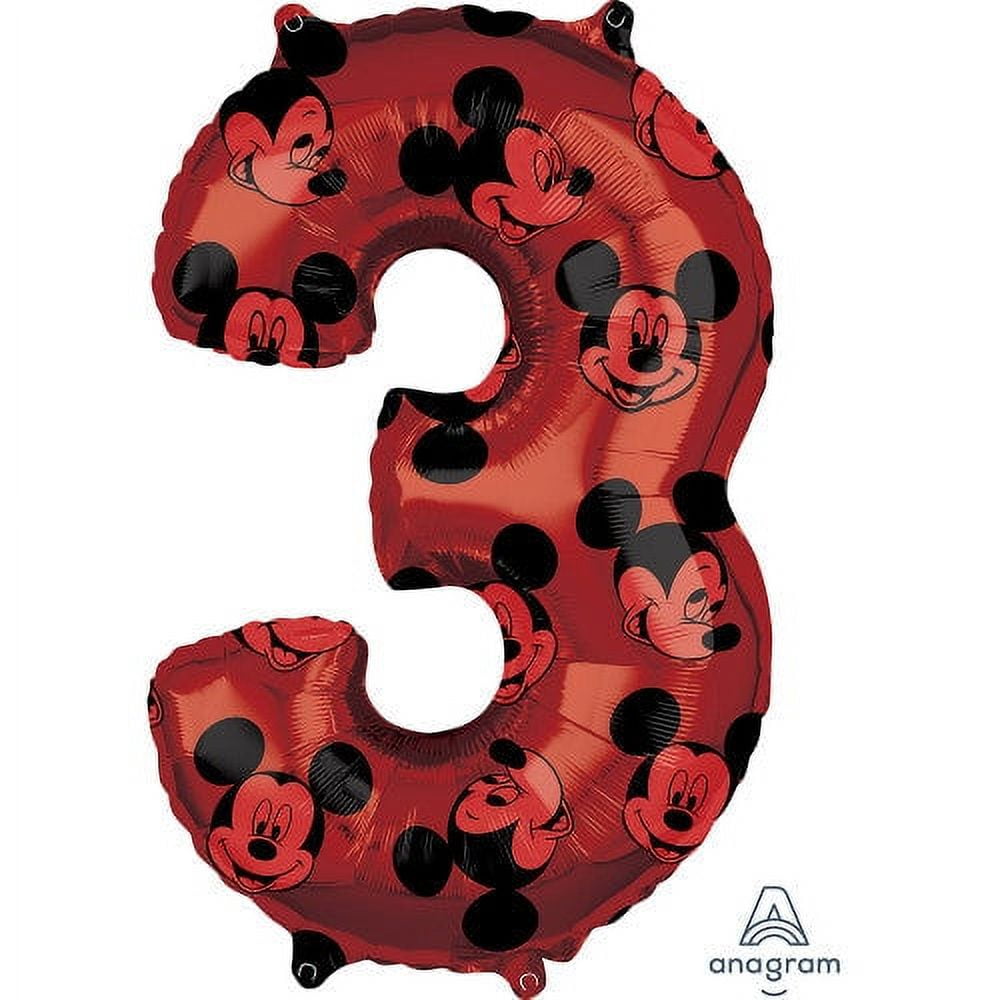 Anagram 34 inch Mickey Mouse Forever Number 3 Foil Mylar Balloon - 3rd ...