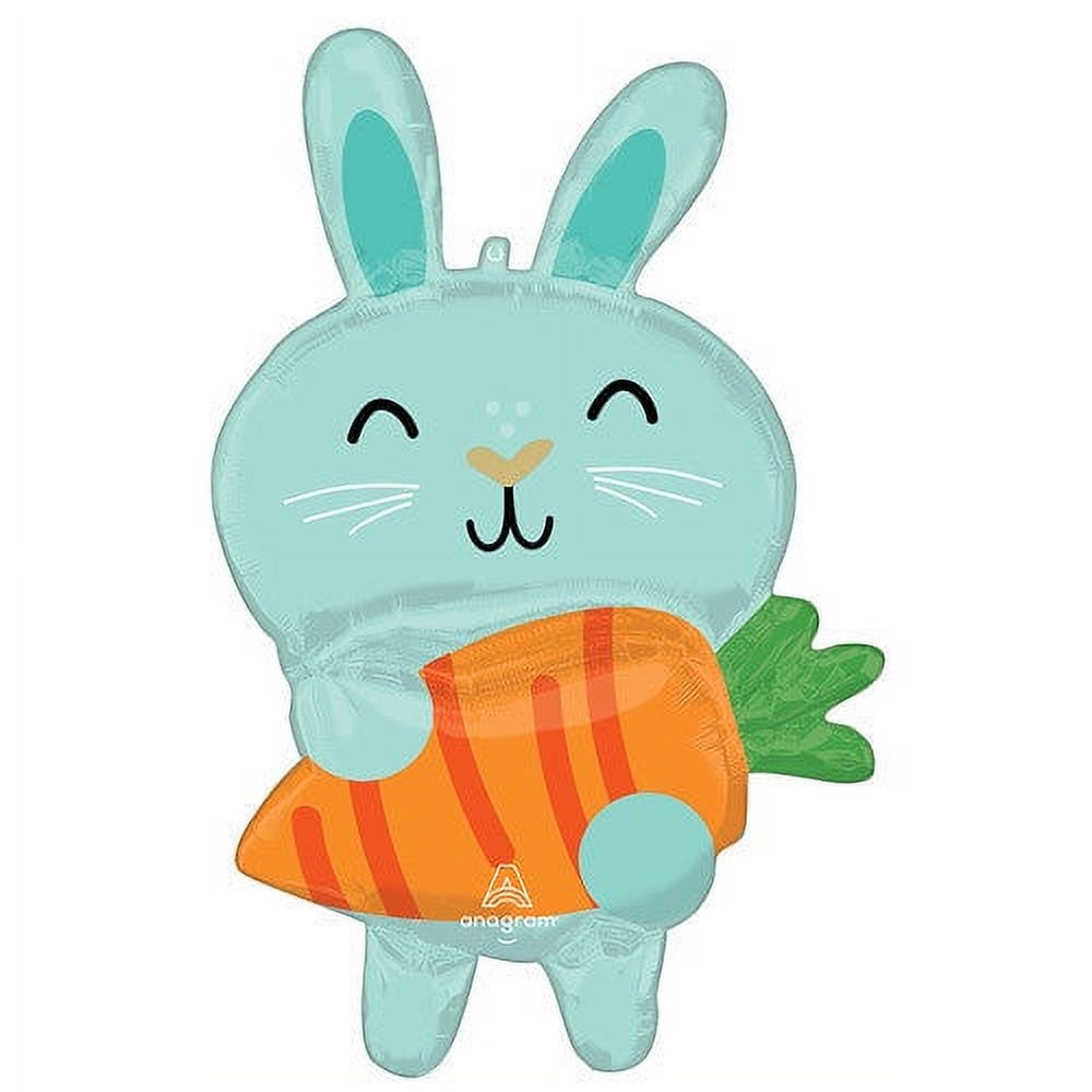 34 inch Minty Bunny With Carrot Foil Mylar Balloon - Party Supplies ...