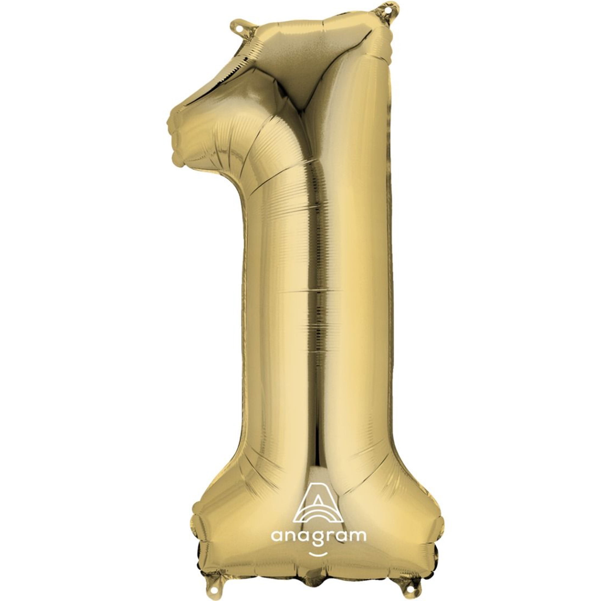 34 inch Number 1 - Anagram - White Gold Foil Mylar Balloon - Party ...