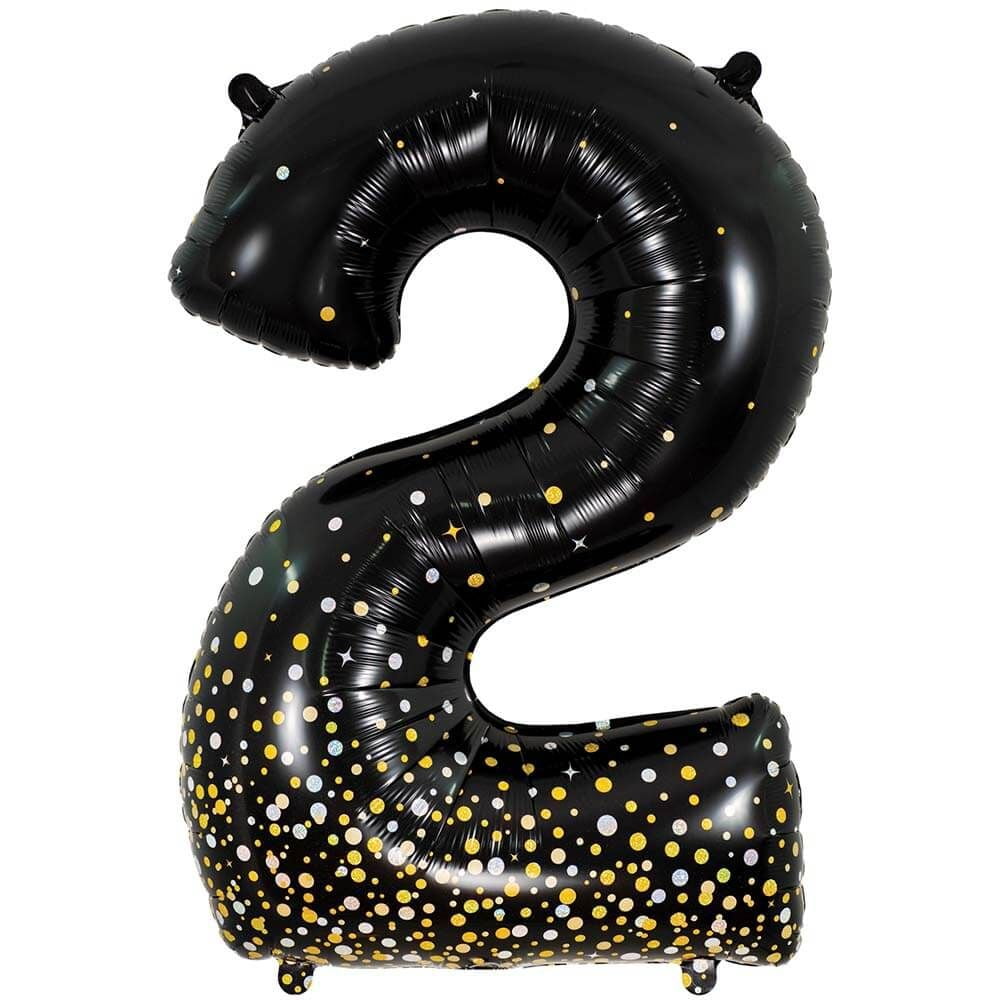 34 inch Number 2 - Oaktree - Sparkling Fizz Holographic Black Foil ...