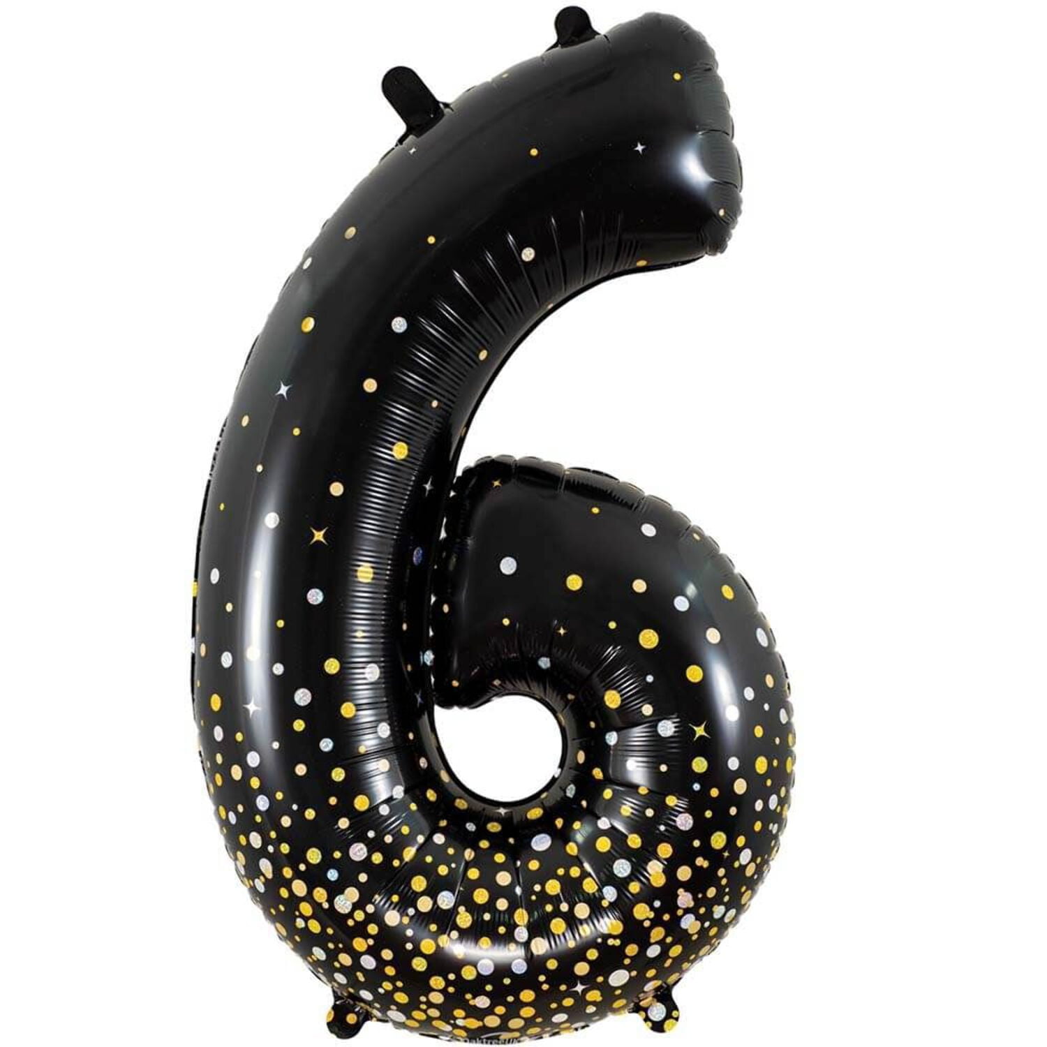34 inch Number 6 - Oaktree - Sparkling Fizz Holographic Black Foil ...