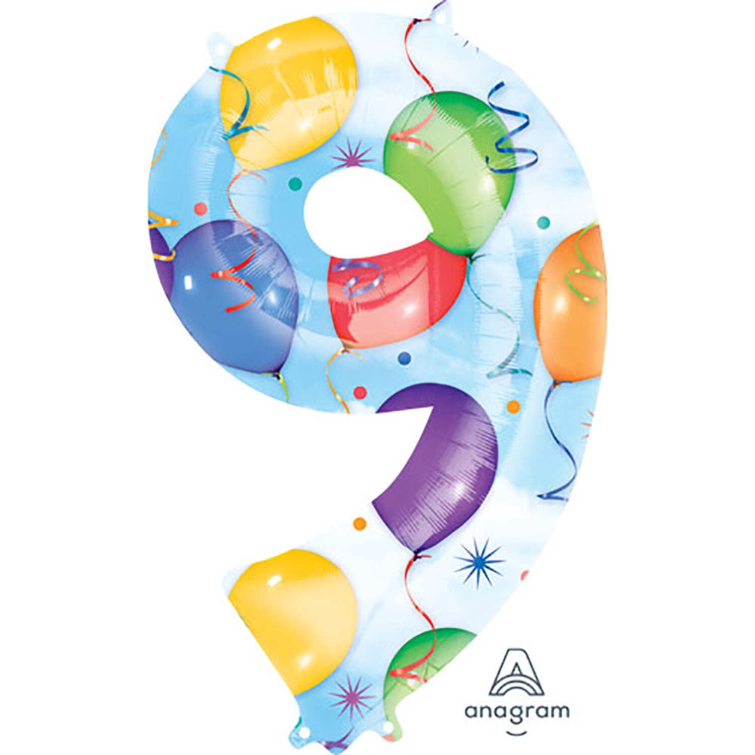 34 inch Number 9 - Anagram - Balloons & Streamers Foil Mylar Balloon ...