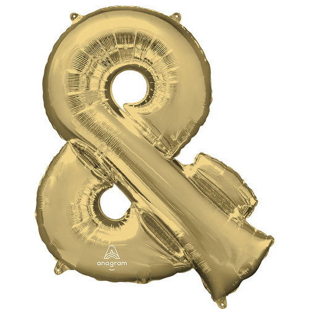 34 inch Symbol & - Anagram - White Gold Foil Mylar Balloon - Party ...