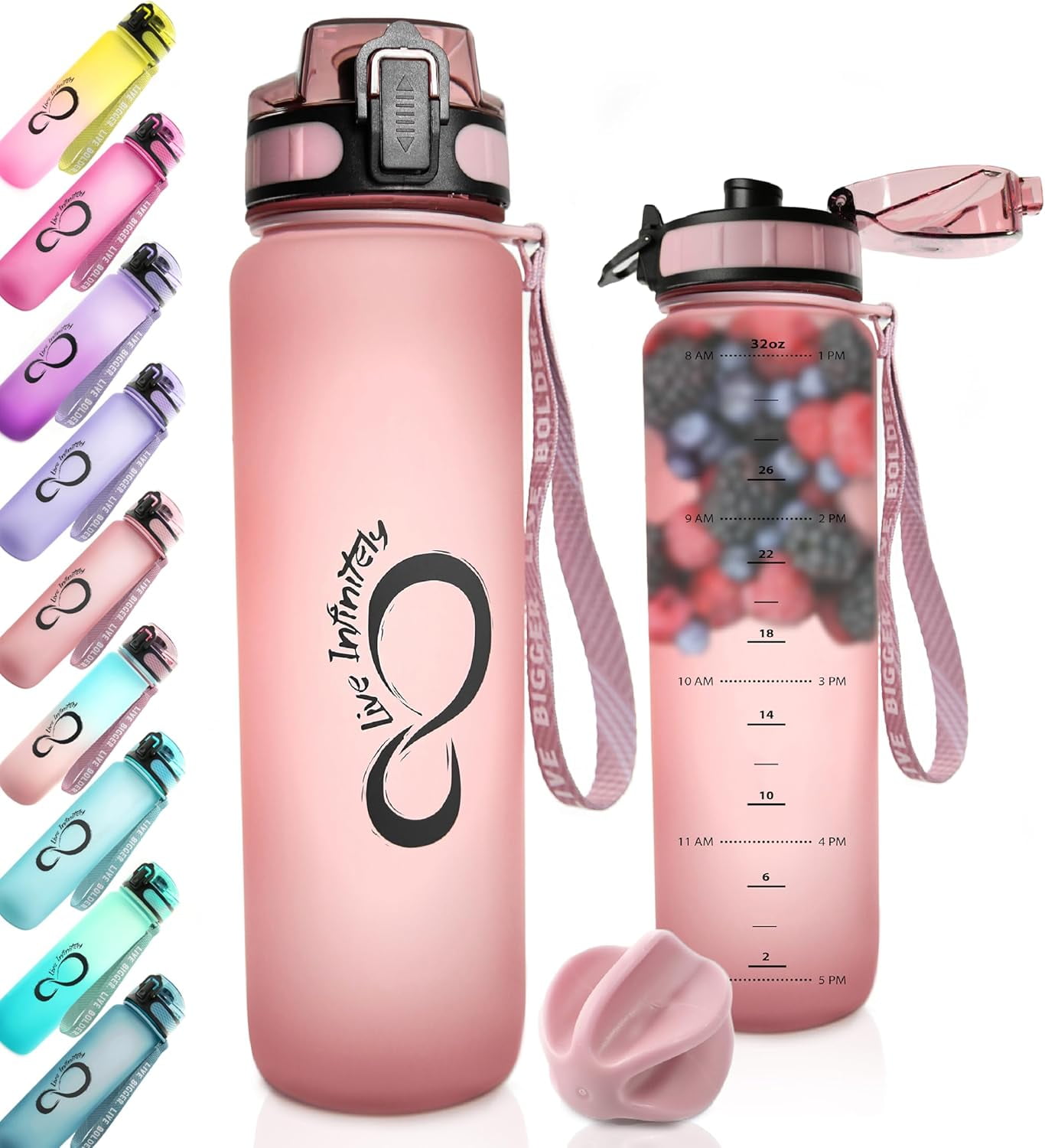 34 oz Insulated Water Bottle with 32 oz Timed Marker - Cute Gym Water ...